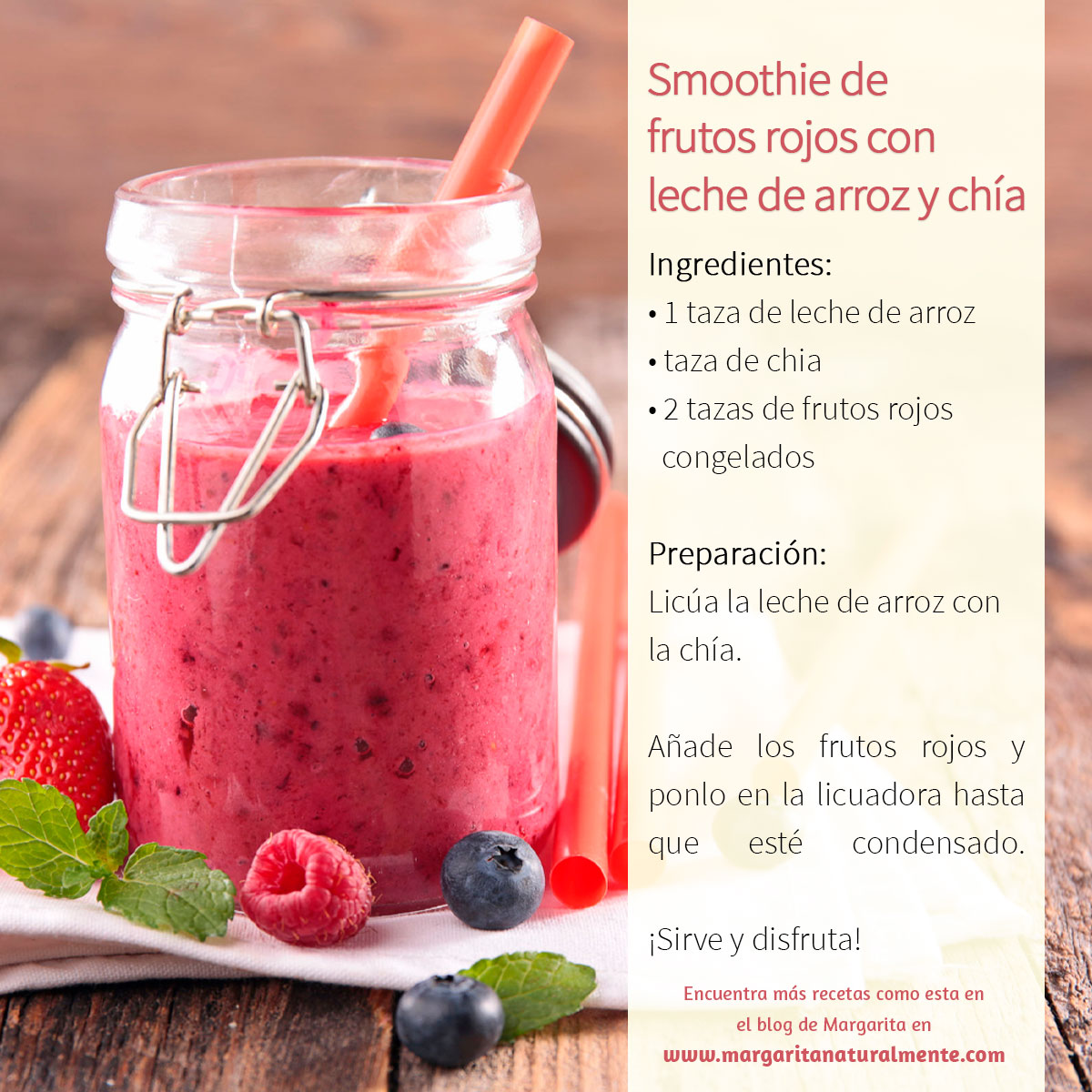 Smoothie de frutos rojos con leche de arroz